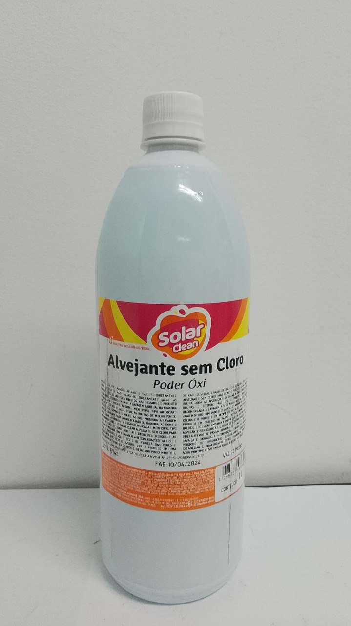 ALVEJANTE SEM CLORO SOLAR CLEAR 1L - JUPLAST & Cia