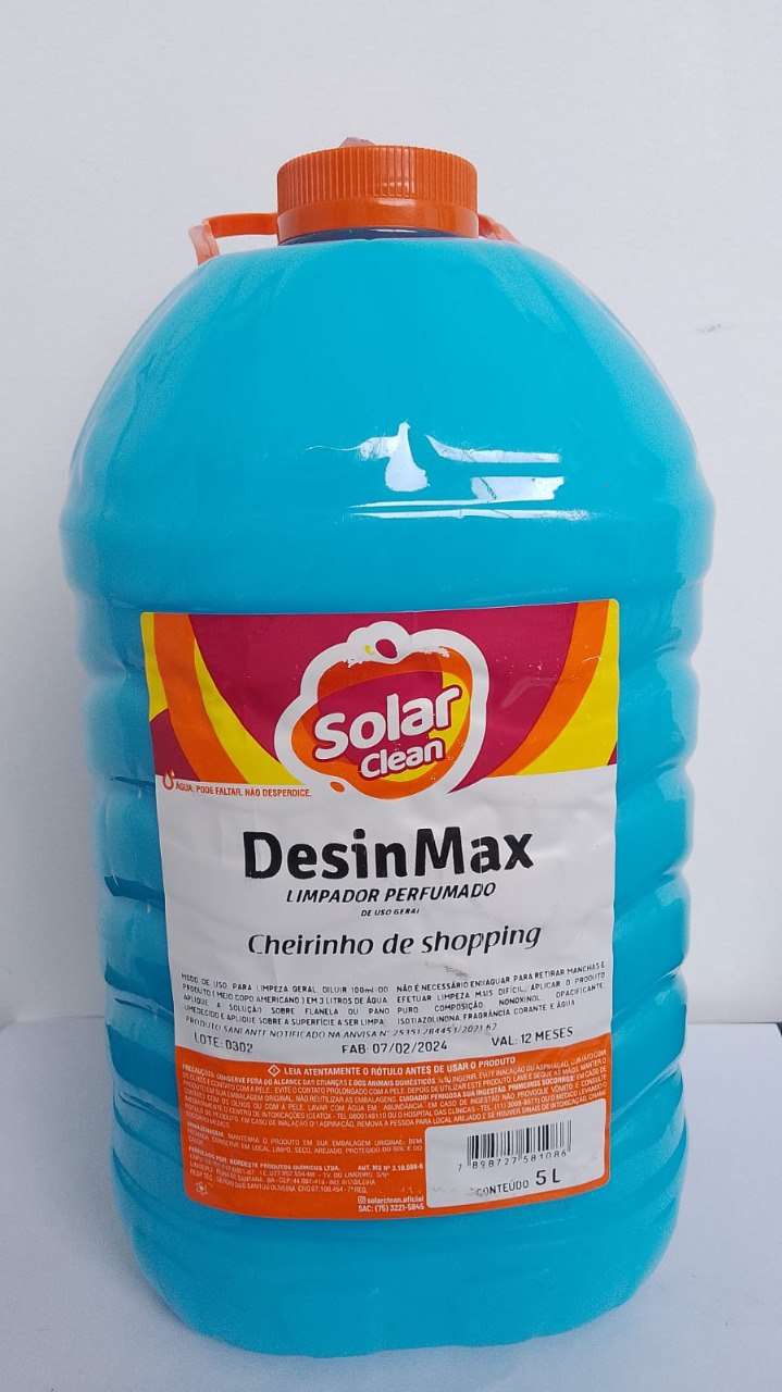 DESINFETANTE SOLAR CLEAN LIMPADOR PERFUMADO 5L - JUPLAST & Cia